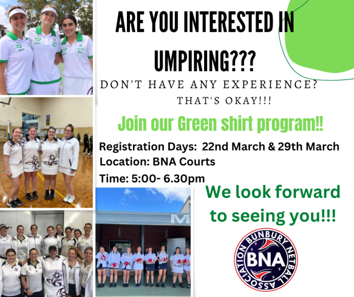 Umpiring – BUNBURY NETBALL ASSOCIATION